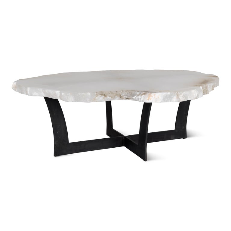 Height Italian Alabaster Slab on Steel Base Coffee Table For Sale at ...