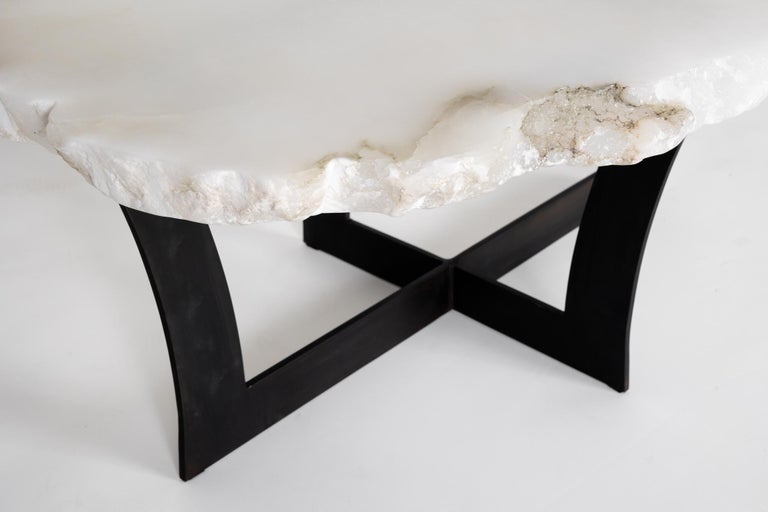 Height Italian Alabaster Slab on Steel Base Coffee Table For Sale at ...
