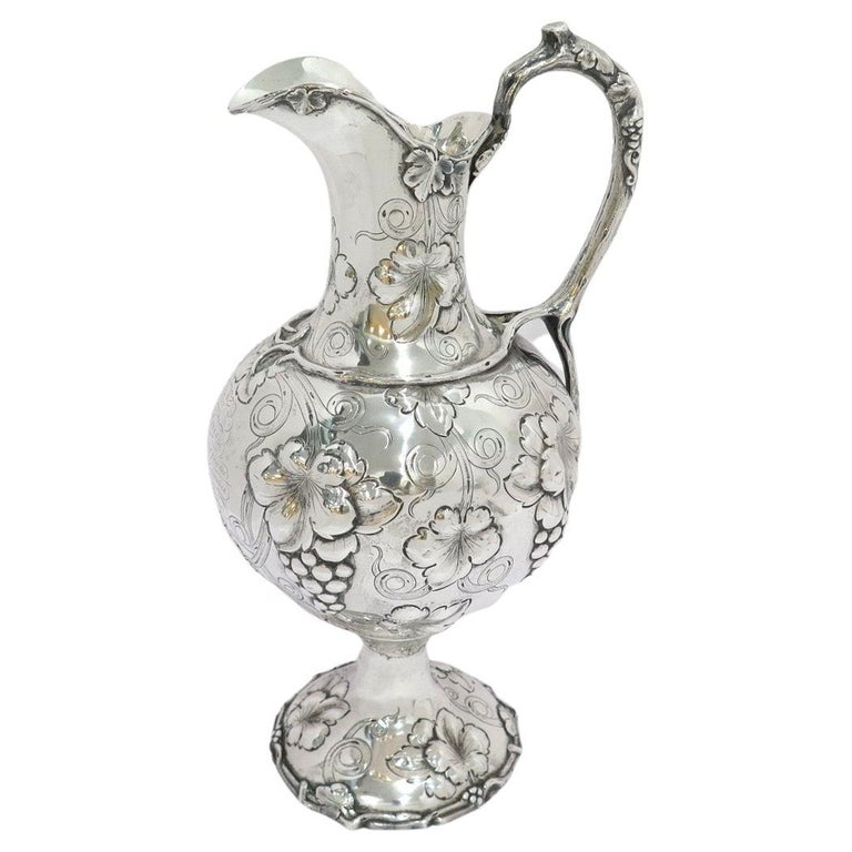 Coin Silver George Ladd Antique c. 1866 Grapevine Repousse Ewer For ...