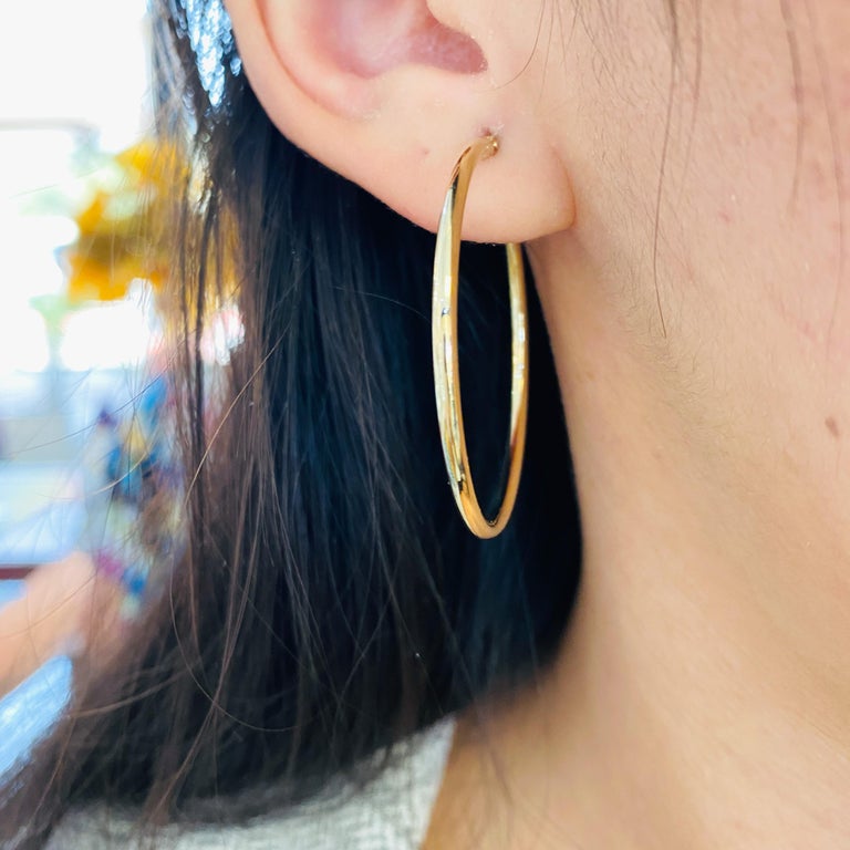 Hoops in 14k Yellow Gold Lightweight For Sale at 1stDibs