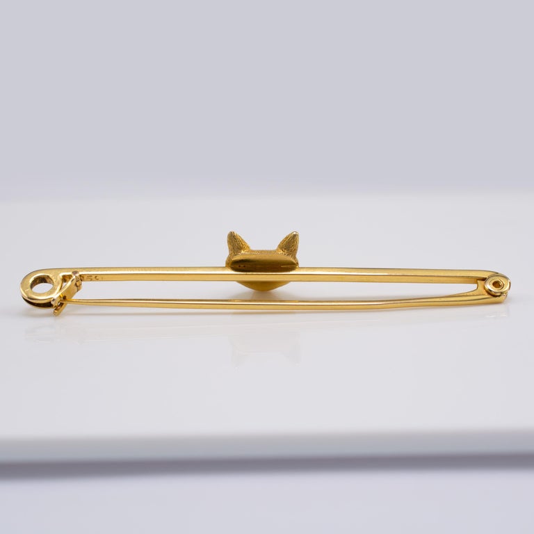 15 Karat Gold Fox Head Bar Brooch Complete with Antique Box, circa 1920 ...
