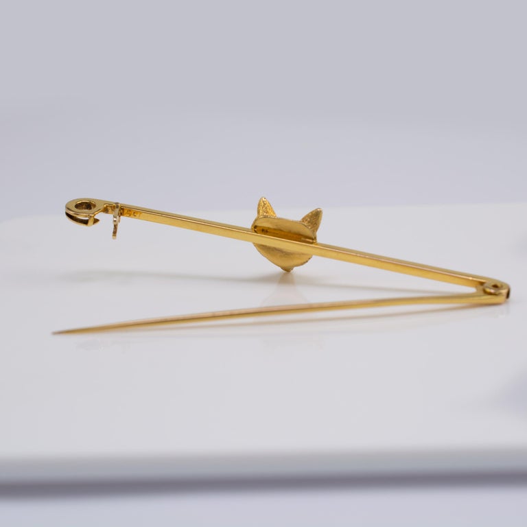 15 Karat Gold Fox Head Bar Brooch Complete with Antique Box, circa 1920 ...