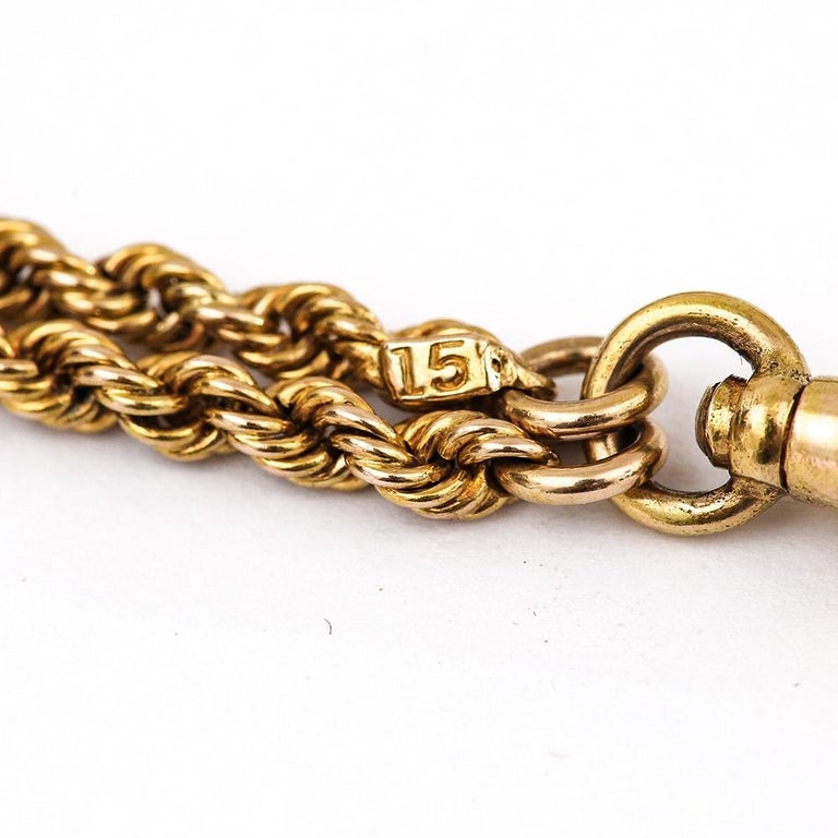 Antique Victorian 15 Karat Yellow Gold Rope Muff Guard Chain 153cm/60 ...