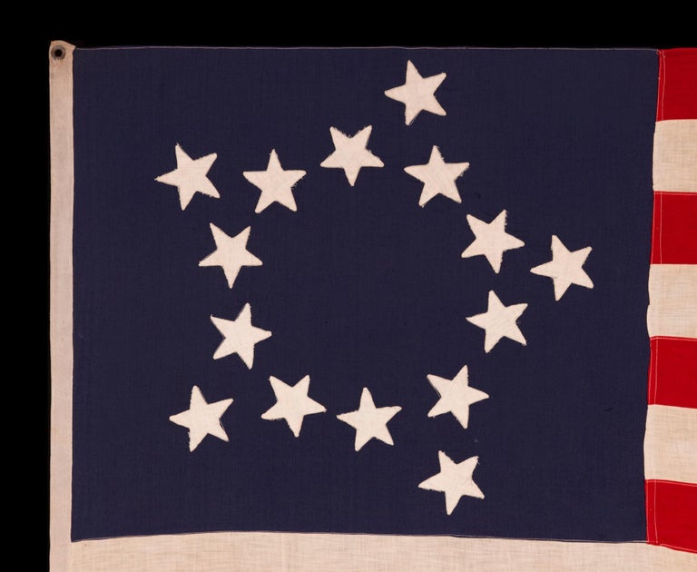 15 Star Antique American Flag, Kentucky Statehood, Rare Star ...