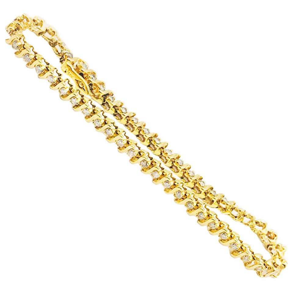 1 50 Carat Natural Diamond 18 Karat White Gold Bracelet For Sale At 1stdibs