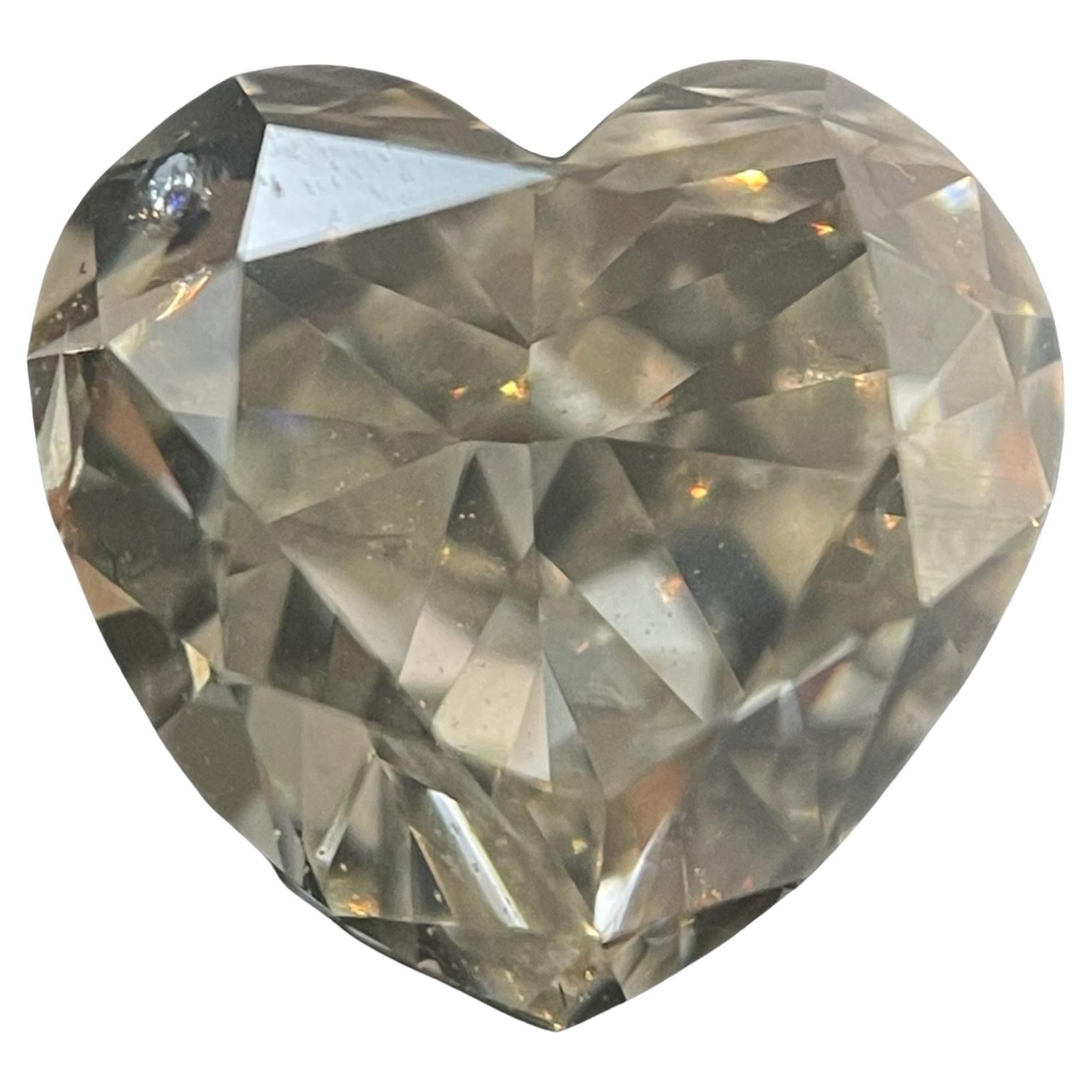 1.50 Carat Heart Brilliant Gia Certified Natural Faint Gray I1 Clarity ...