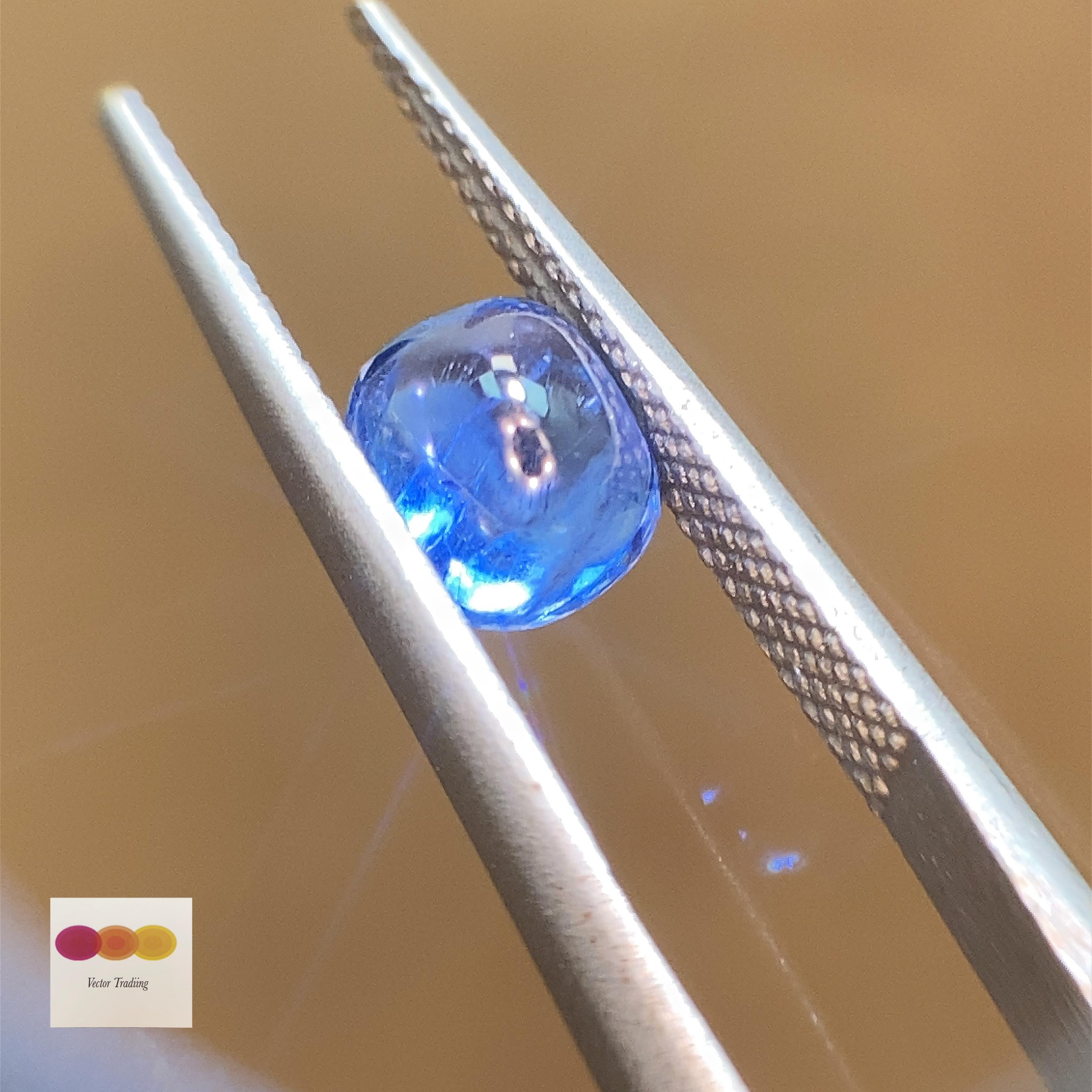 1.50 Carat Natural Burma No Heat Cornflower Blue Sapphire Sugarloaf For ...