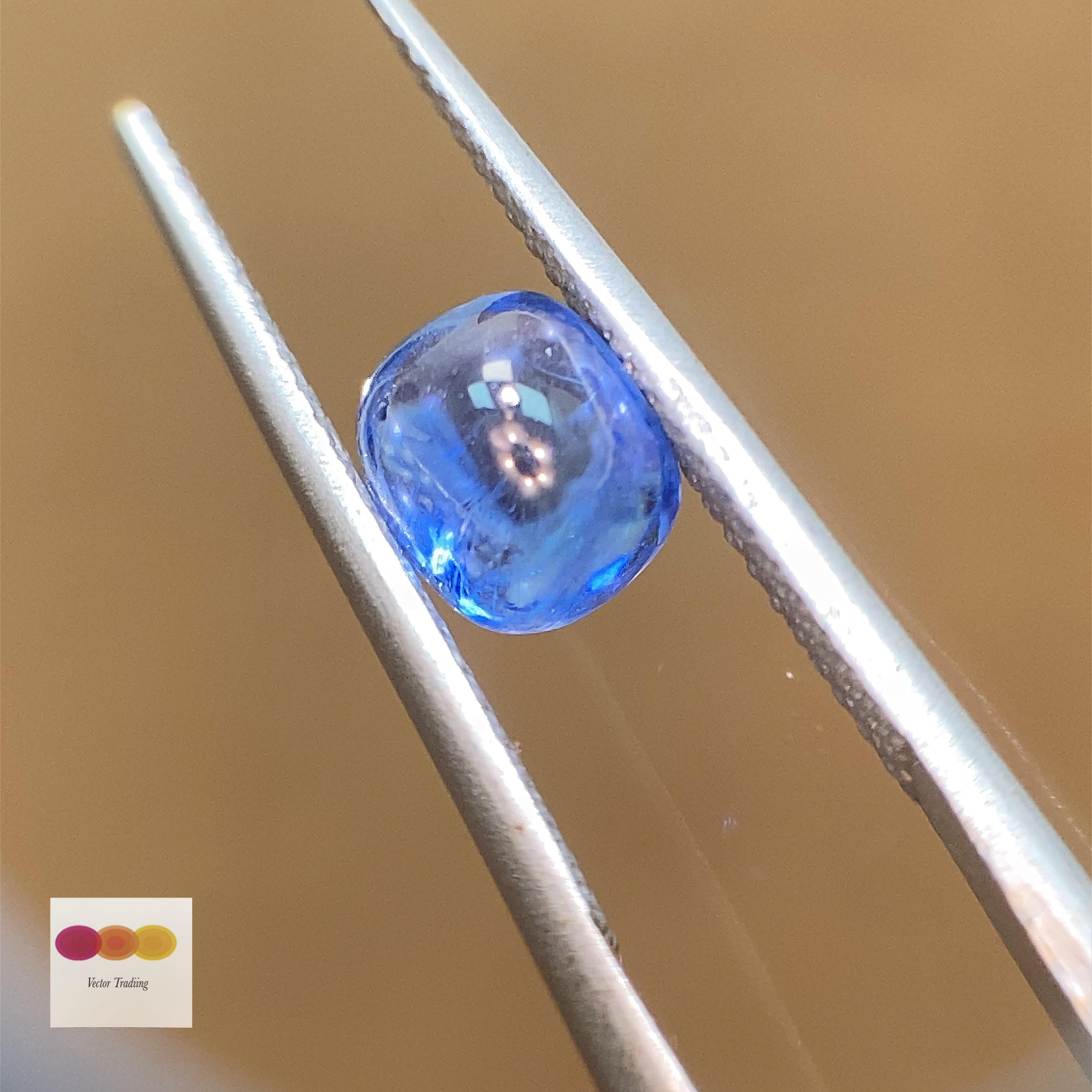 1.50 Carat Natural Burma No Heat Cornflower Blue Sapphire Sugarloaf For Sale at 1stDibs