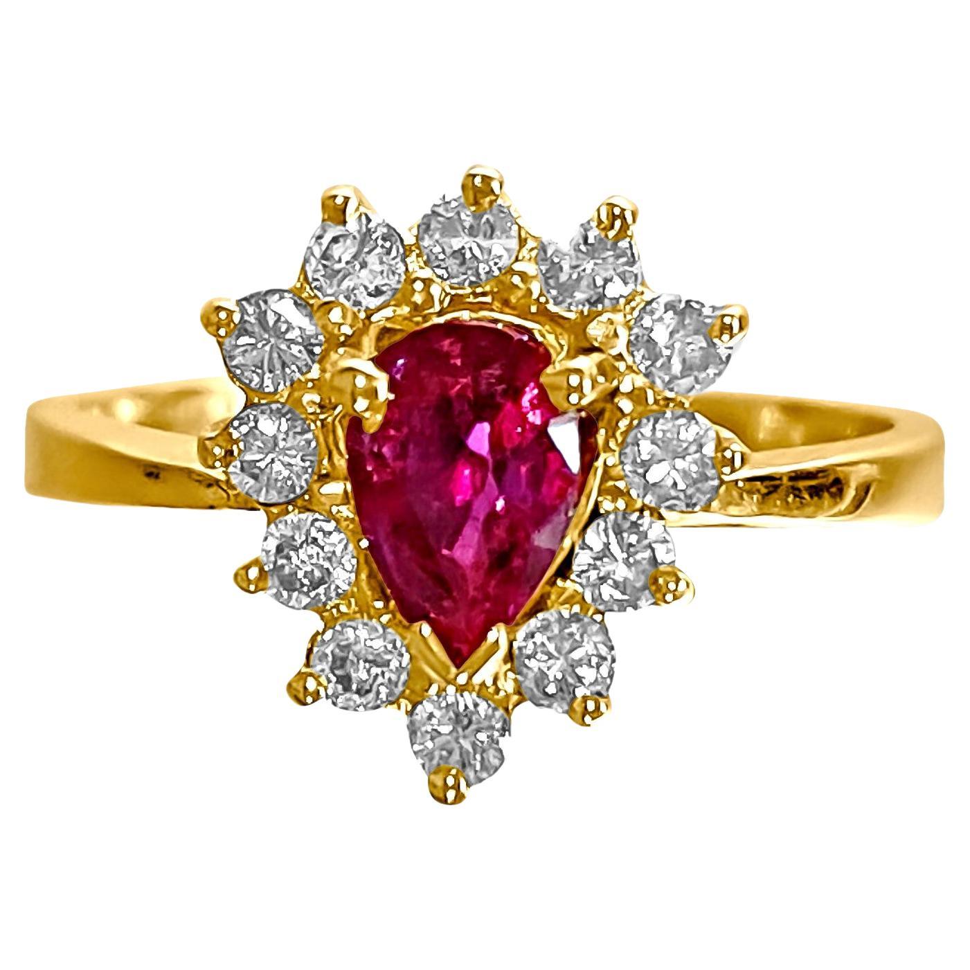 0.50 Carat Ruby, Diamond, 14 Karat White Gold Cocktail Ring For Sale at ...