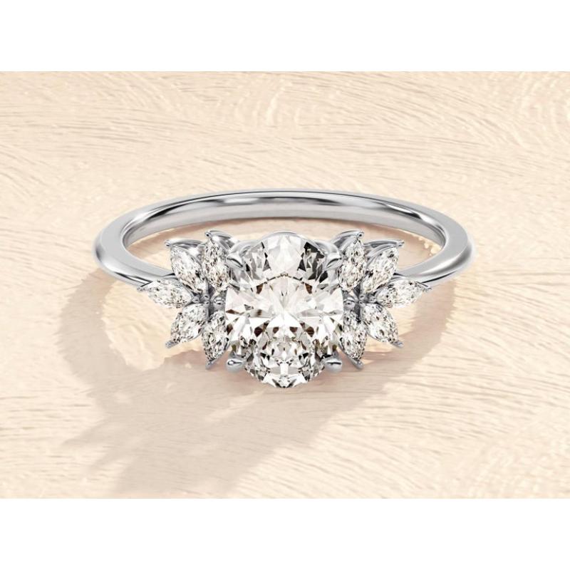 1.50 CT Oval Cut Moissanite Engagement Ring 925 Sterling Silver Vintage ...
