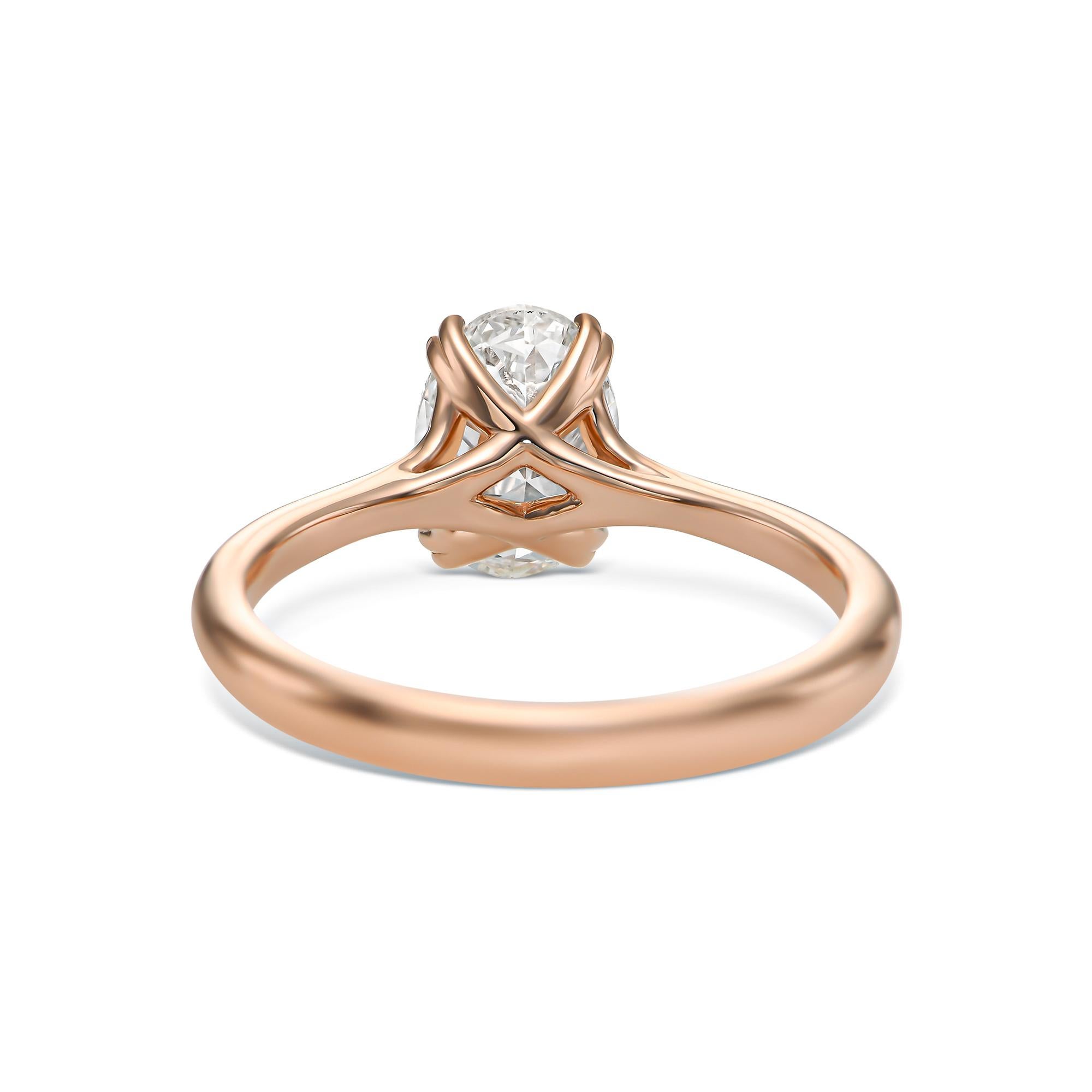 1.50 ct Oval Natural Diamond in 14k Rose Gold Solitaire Ring For Sale ...