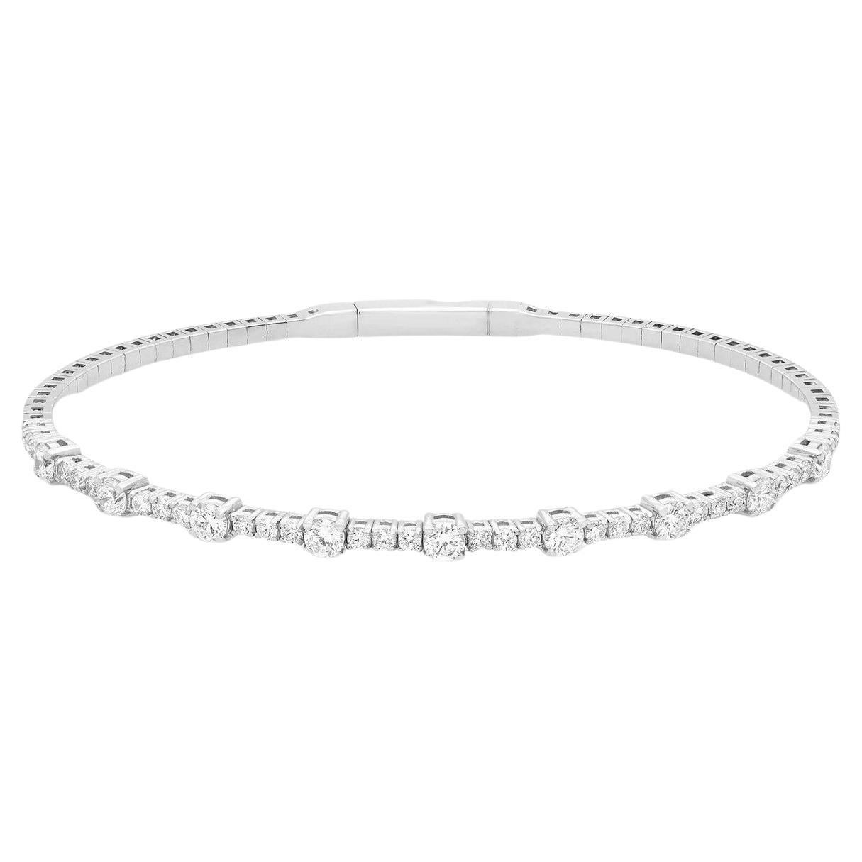 Luxle 1.43 Cttw. Diamond Frames Bangle Bracelet in 18k White Gold For ...