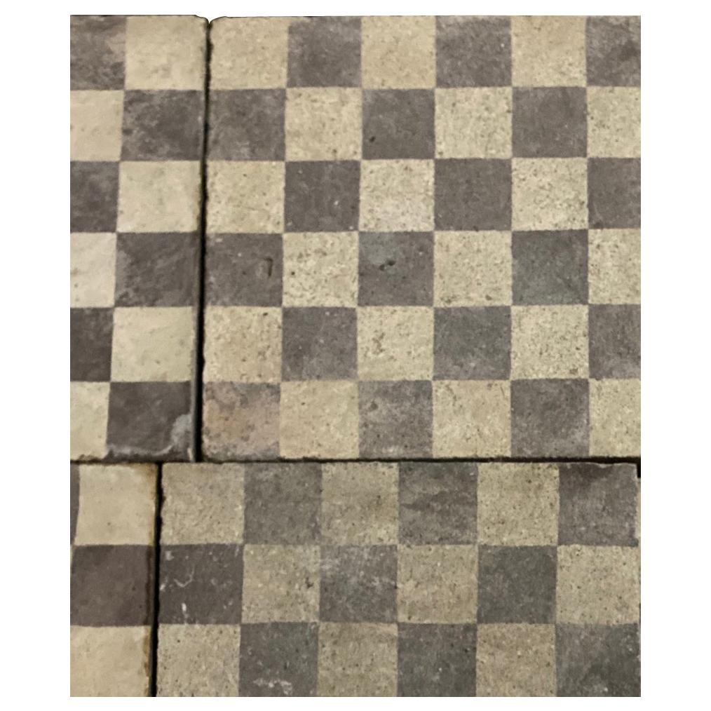 Reclaimed Grey and White Spanish Tiles For Sale at 1stdibs