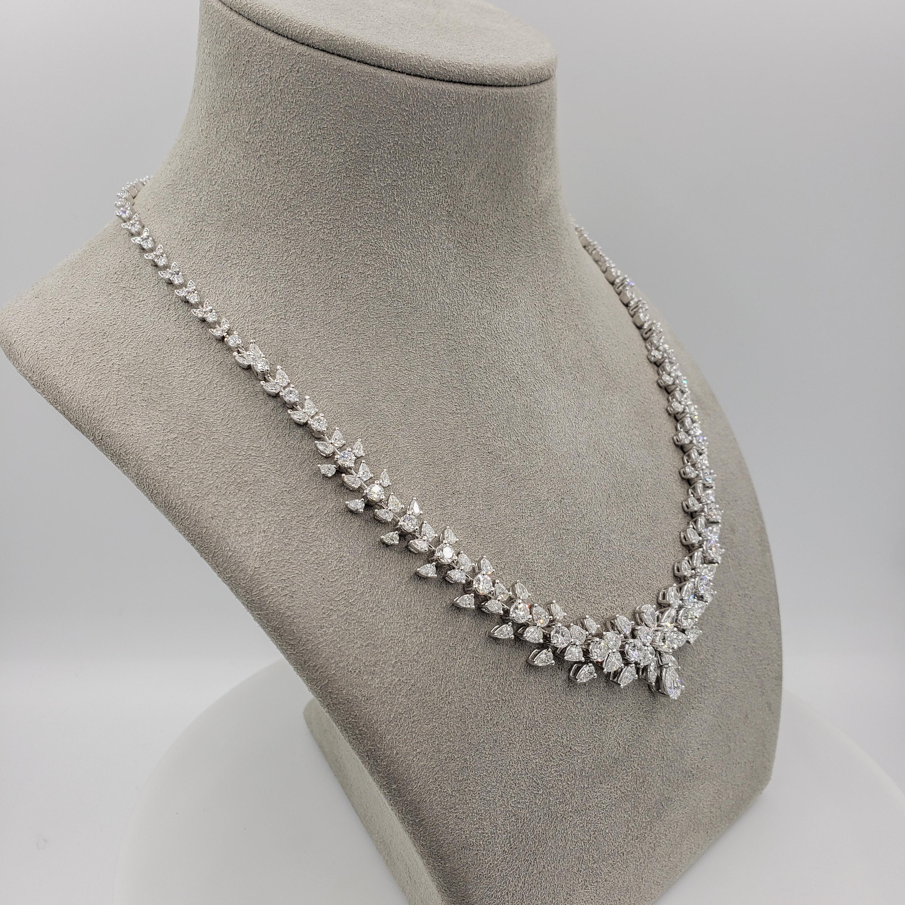15.01 Carat Fancy Shape Diamond Cluster Necklace in 18 Karat White Gold ...