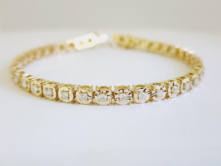 1.51 Carats Diamond Cut Miracle Illusion Tennis Bracelet 14 Karat ...