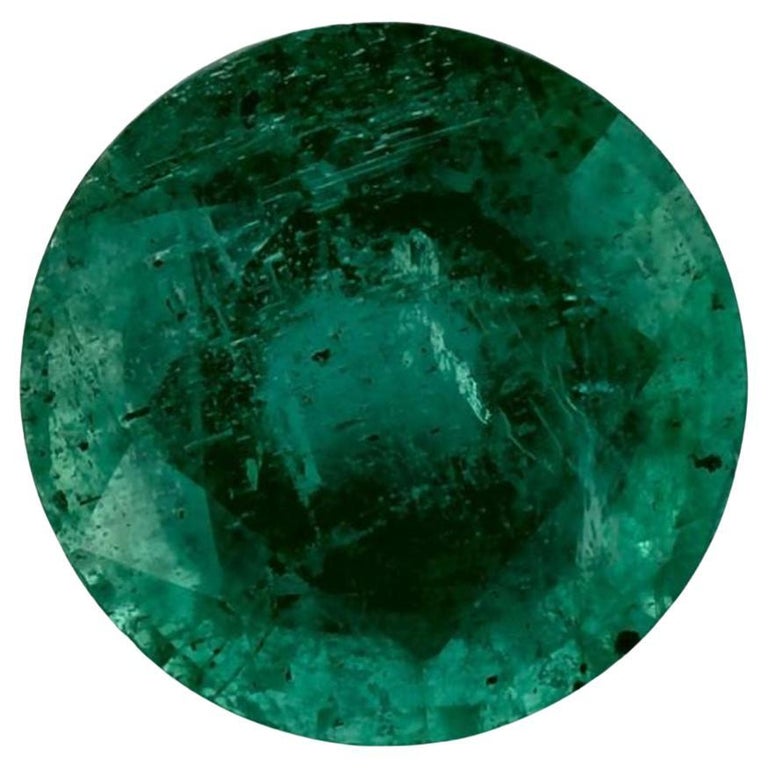 1.51 Carat Natural Emerald Round Loose Gemstone For Sale at 1stDibs