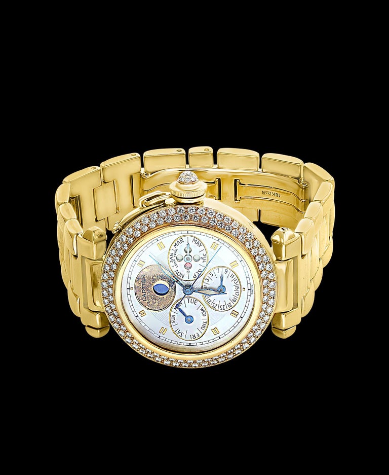 151 Gm 18 Karat Gold Cartier Pasha Factory Diamond Automatic Chrono ...