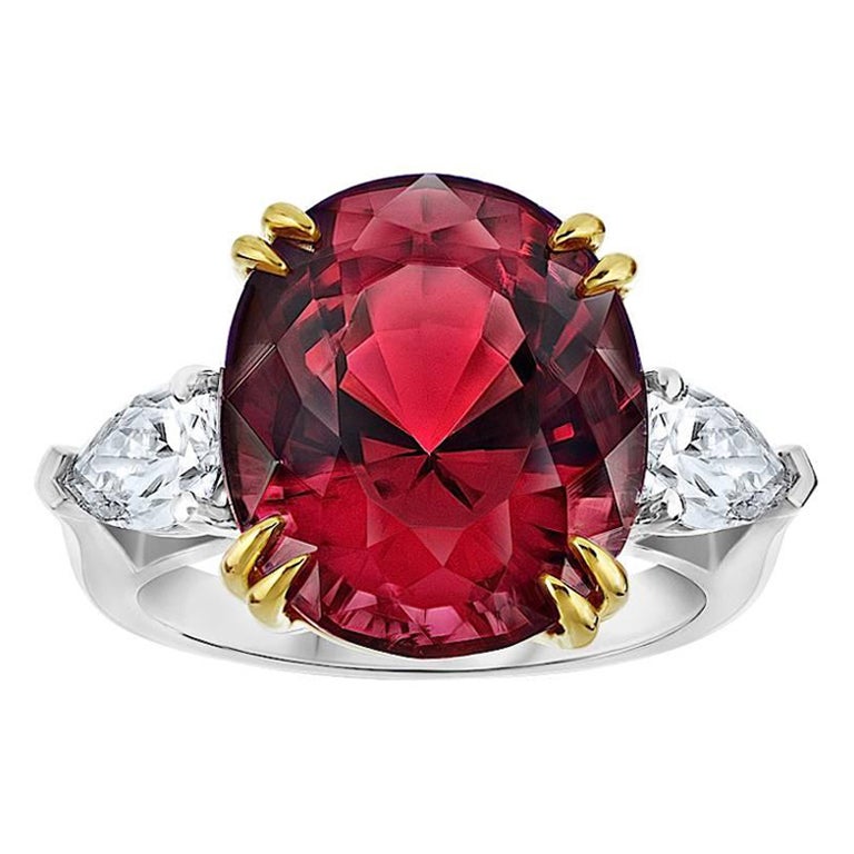 15.13 Carat Oval Red Spinel and Diamond Platinum and 18k Yellow Gold ...