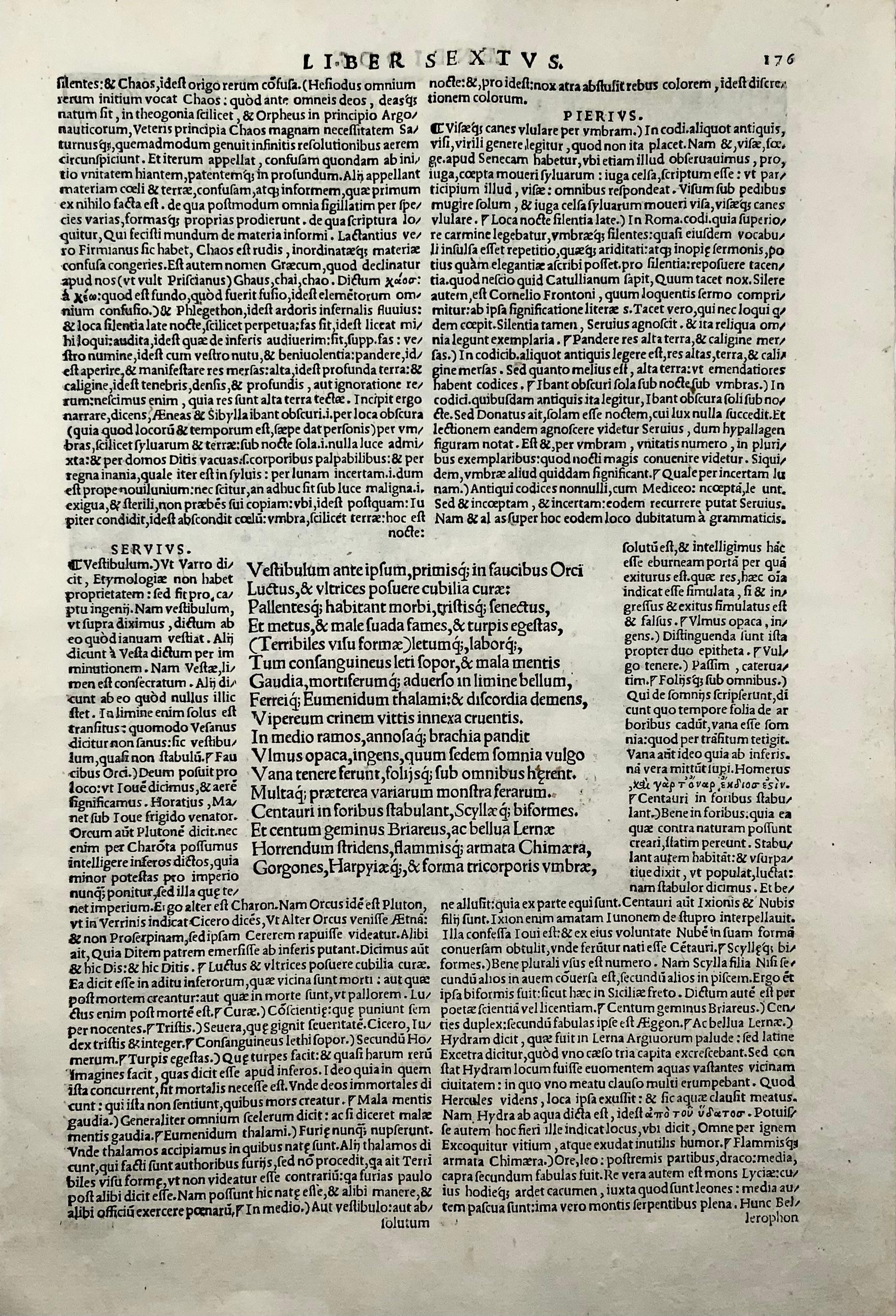 1517 the Underworld, Folio Gruninger Woodcut Leaf, Virgil’s Aeneid ...