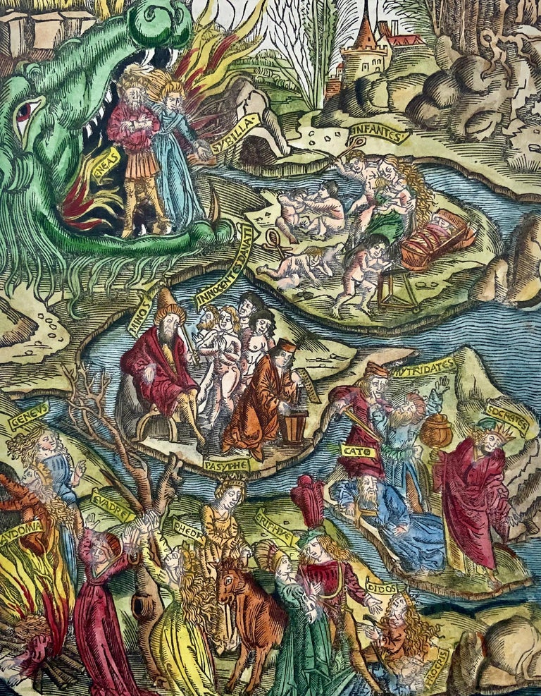 1517 the Underworld, Folio Gruninger Woodcut Leaf, Virgil’s Aeneid ...