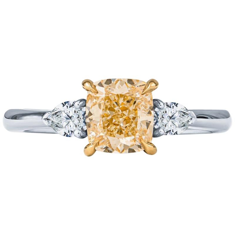 7.21 Carat Yellow Cushion Shaped Diamond Ring at 1stDibs