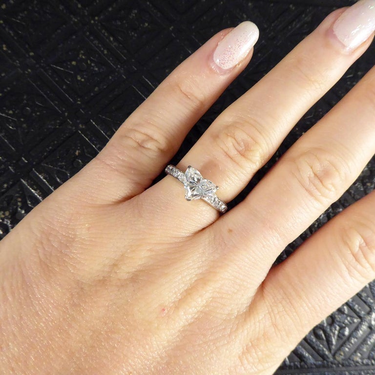 1.51ct Heart Cut Diamond Engagement Ring with Diamond Shoulders 18ct ...