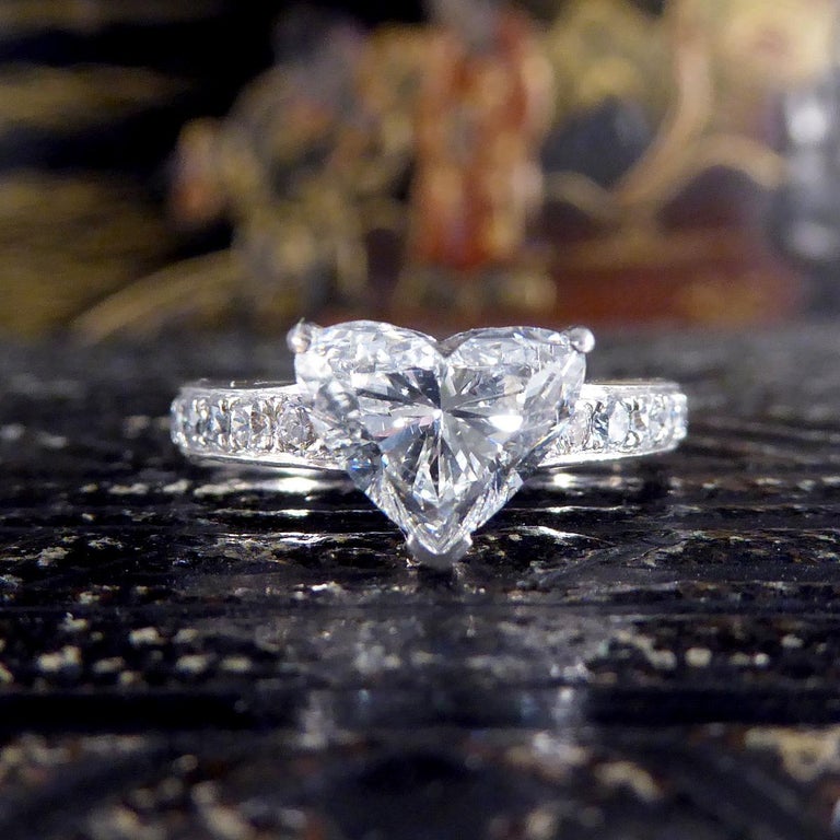 1.51ct Heart Cut Diamond Engagement Ring with Diamond Shoulders 18ct ...