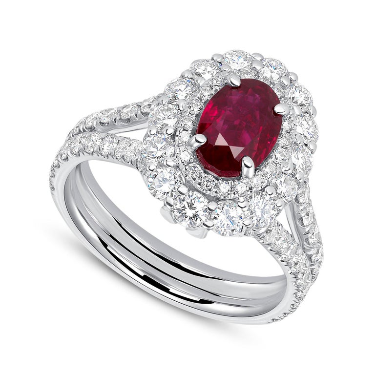 1.51ct Natural Ruby 18K White Gold Ring For Sale at 1stDibs