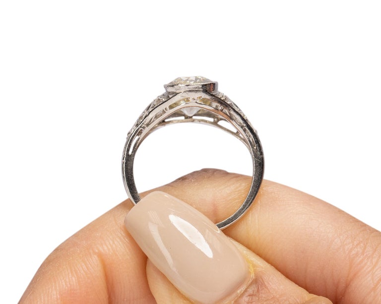 1.52 Carat and 1.35 Carat Art Deco Diamond Platinum Engagement Ring For ...