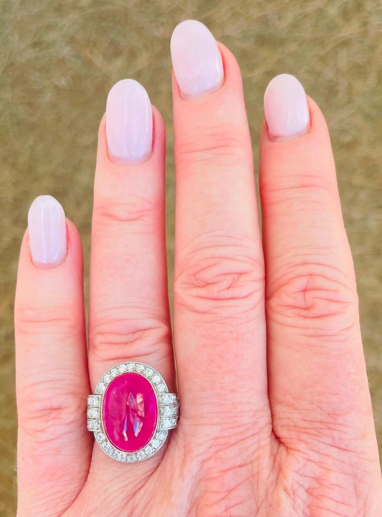 15.25ct Pyramidal Cabochon Cut Ruby Ring - AGL Certified For Sale at ...