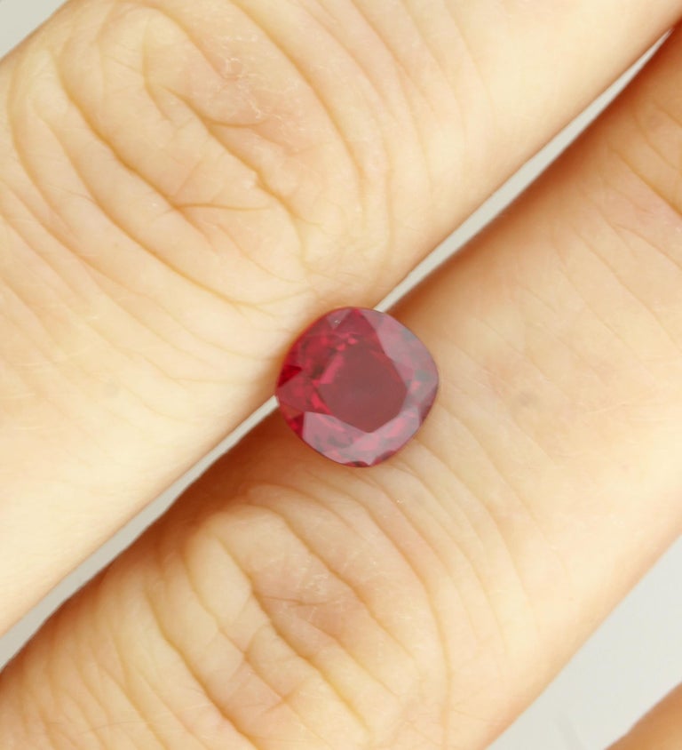 1.53 Carat A.G.L Certified Heated Cushion Cut Ruby Gemstone For Sale at ...