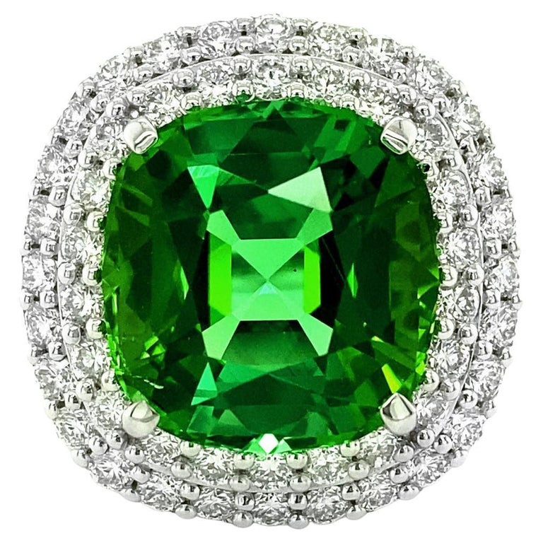 15.33 Carat Exceptional Quality Fine Afghan Tourmaline 18K White Gold ...