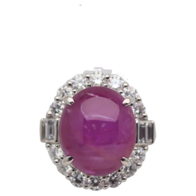 15.40 Carat Star Ruby Diamond Platinum Cocktail Ring For Sale at 1stDibs