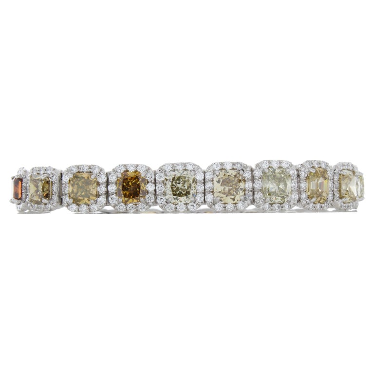 15.40 Fancy Color Diamond Bracelet in Platinum For Sale at 1stDibs