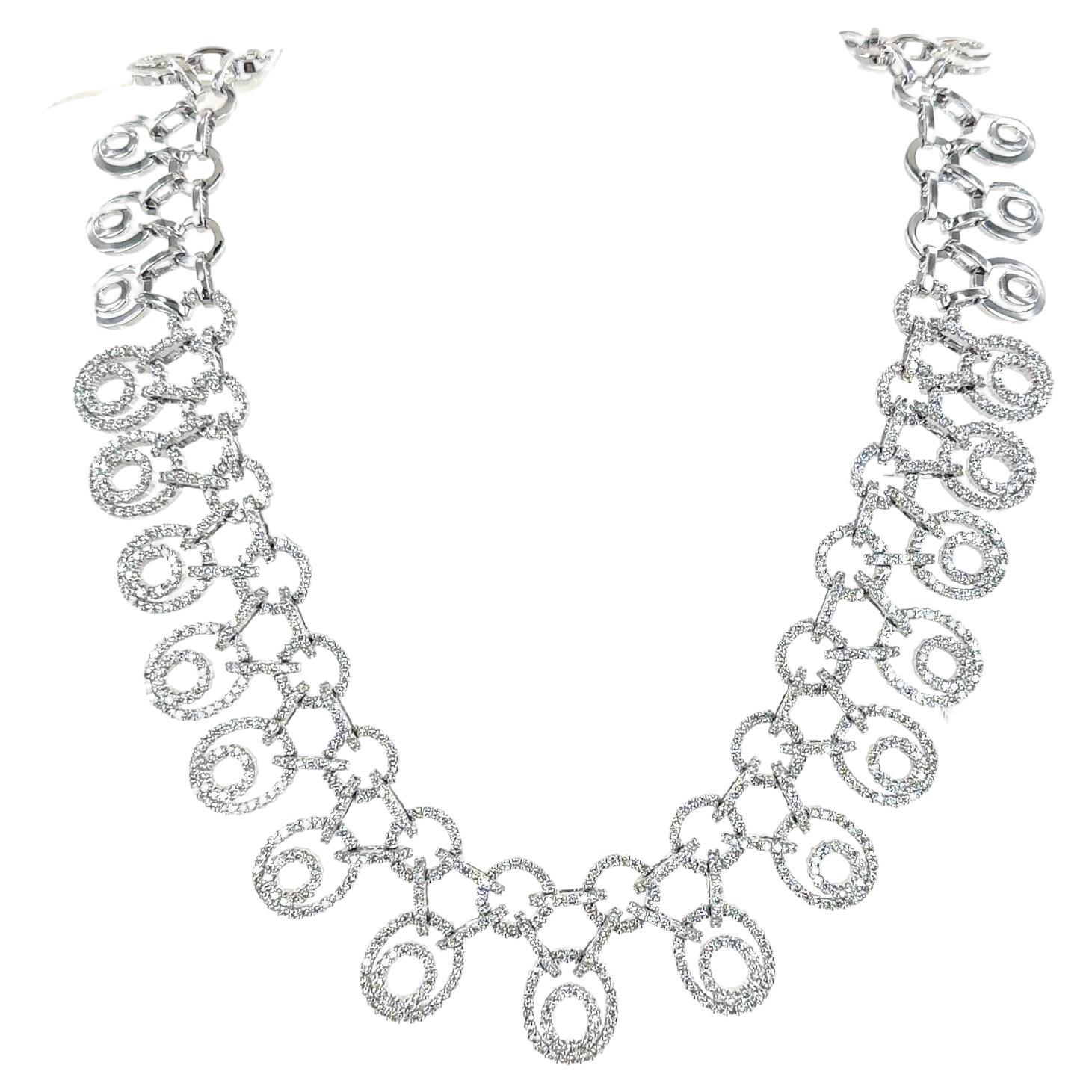 15.50 CTW Round Brilliant Diamond 18 Karat White Gold Circle Statement ...