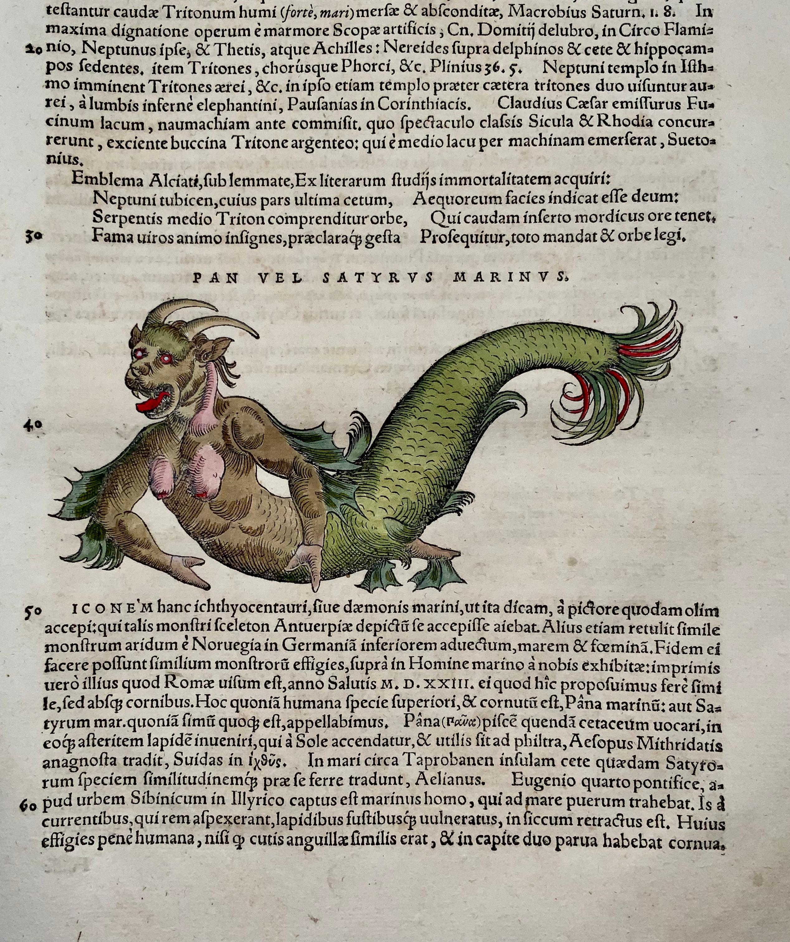 1558 Sea Monster Demon, First State, Conrad Gesner, Woodcut, Hand ...