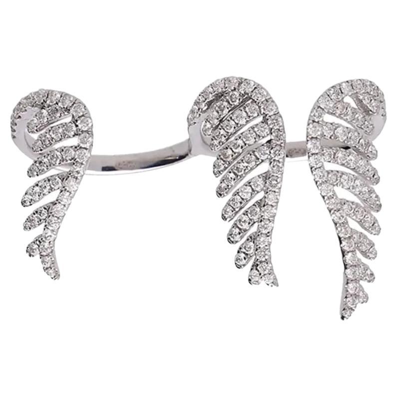 18k White Gold Beautiful Handmade Angel Wing Rings For Sale at 1stDibs
