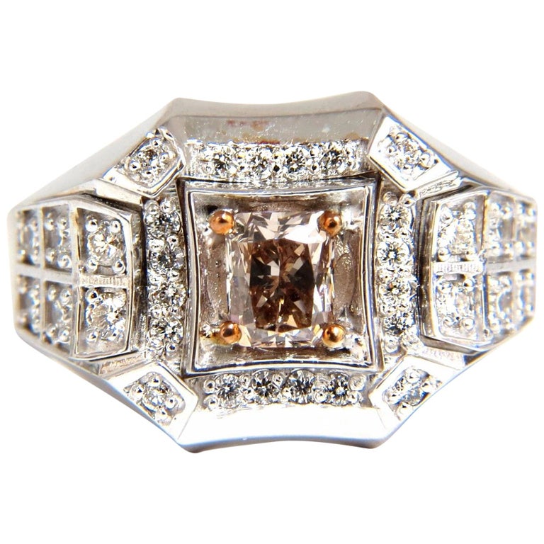 1.56 Carat Natural Fancy Color Diamond Men's Ring 18 Karat Pinkish ...
