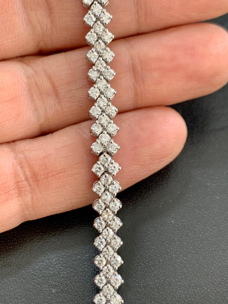 156 Round Diamond 4-5 Pointer Each Tennis Bracelet in 18 K White Gold 6 ...