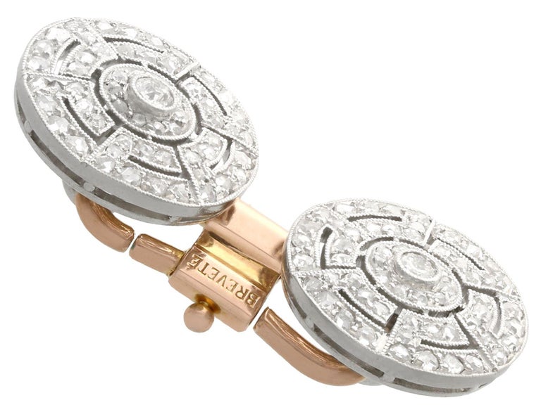 Antique 1.56 Carat Diamond, Platinum and Gold Cufflinks, Circa 1920 For ...
