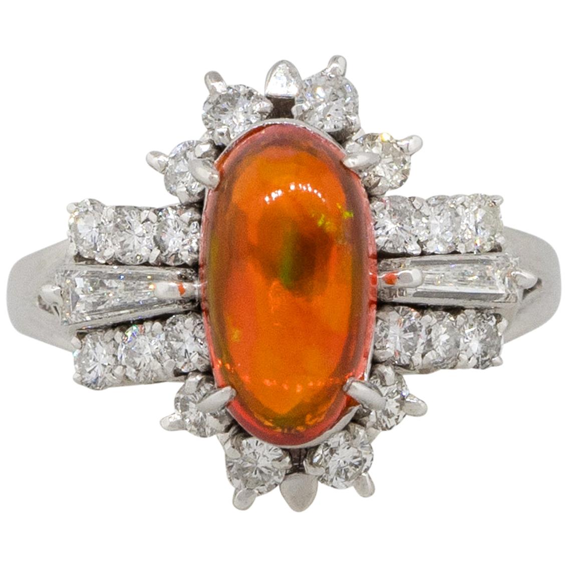 Bulgari 10.57 Carat Fire Opal Diamond Ring For Sale at 1stDibs