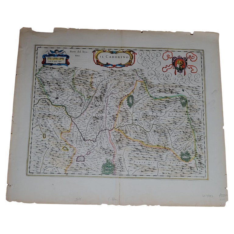 1571-1638 Willem Blaeu map entitled, "Ilcadorino," Hand Colored Ric0009 ...