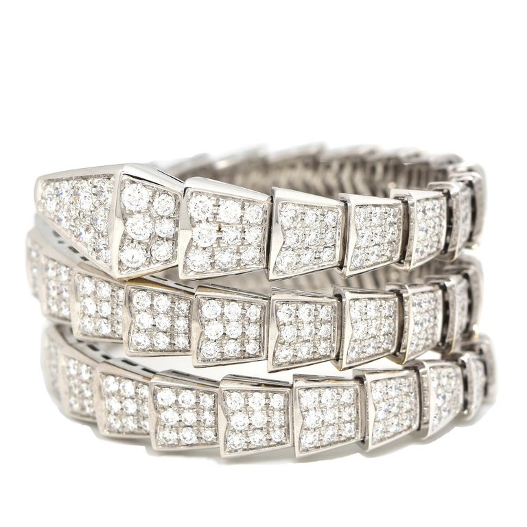 Bvlgari Serpenti Viper Diamond Bracelet set in 18k White Gold at 1stDibs