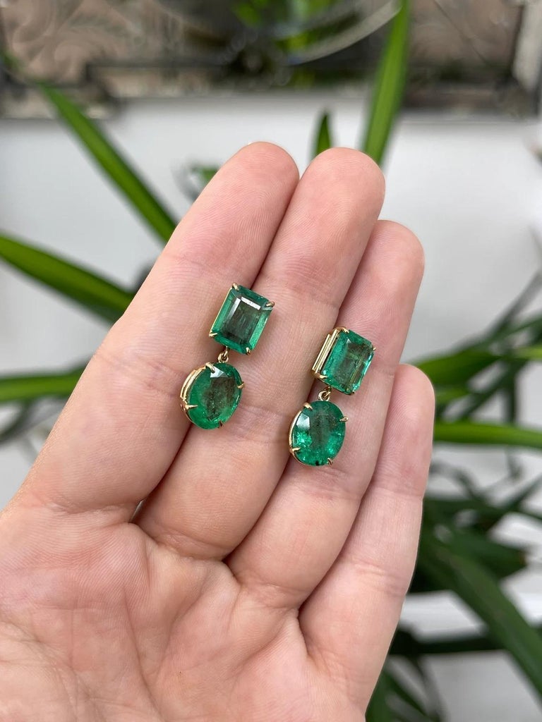 15.82tcw Dark Green Large Zambian Emerald-Emerald Cut and Oval Cut ...