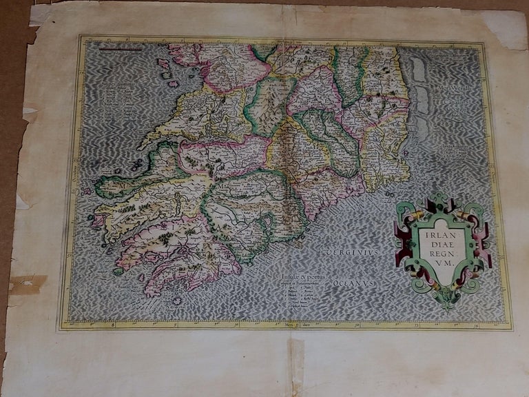 1585 Mercator Map of Ireland, Entitled "Irlandiae Regnvm, " Hand ...