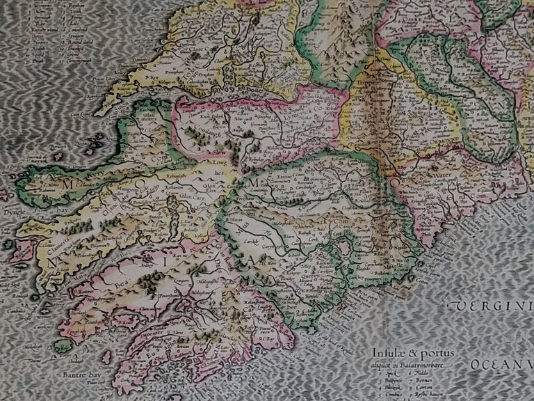 1585 Mercator Map of Ireland, Entitled "Irlandiae Regnvm, " Hand ...
