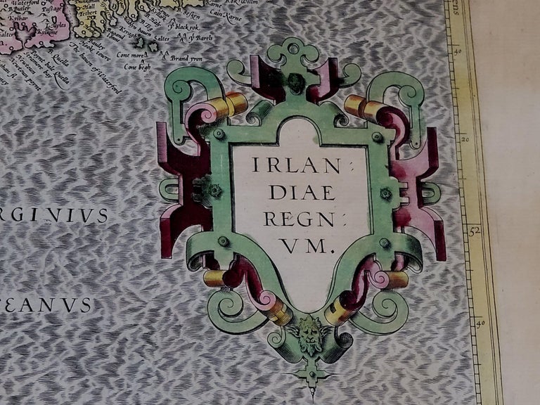 1585 Mercator Map of Ireland, Entitled "Irlandiae Regnvm, " Hand ...