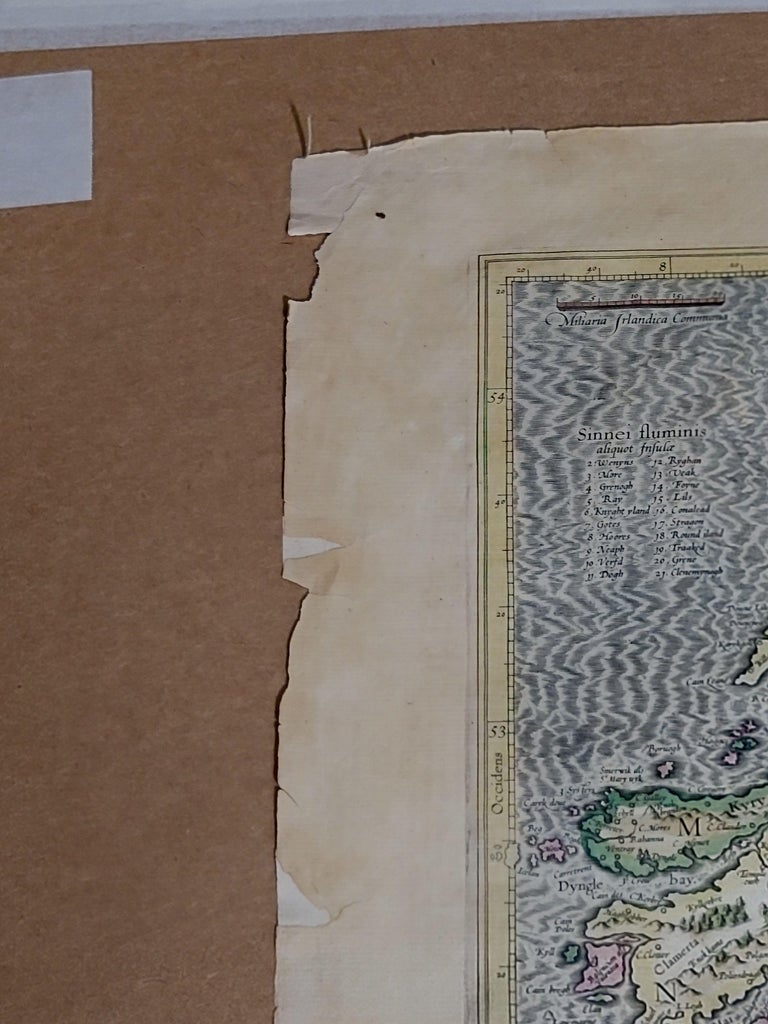 1585 Mercator Map of Ireland, Entitled "Irlandiae Regnvm, " Hand ...