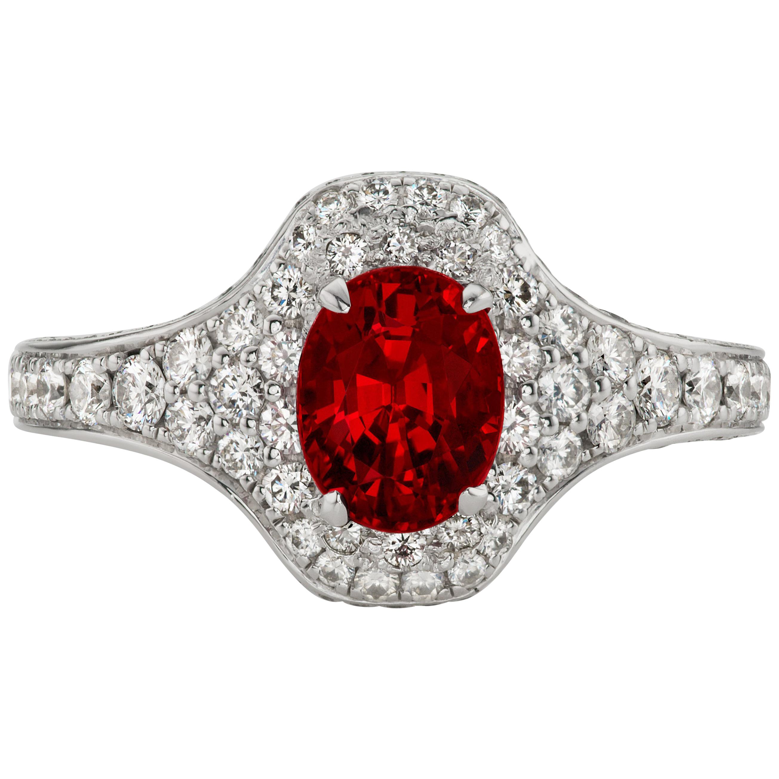 1.59 Carat No Heat Vivid Red Ruby 18 Karat Ring For Sale at 1stDibs