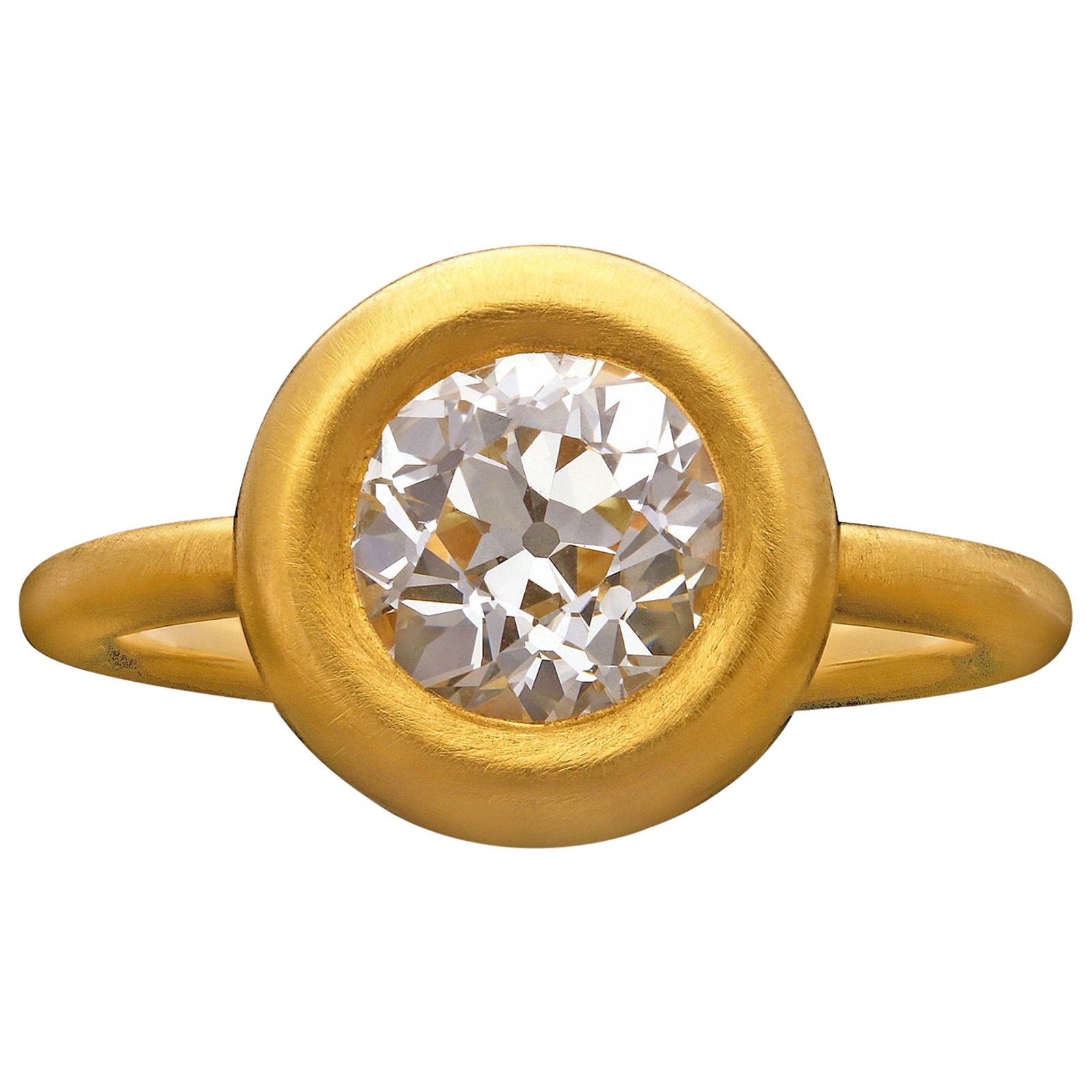Hancocks 3.61carat Old European Cut Diamond and 22k Gold Gypsy Ring For ...